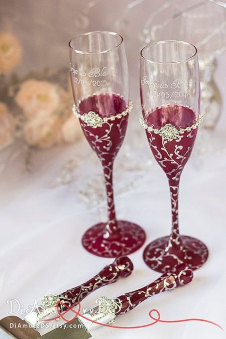 Copas Para Novios: Ideas para Decorar Copas de Brindis de Bodas